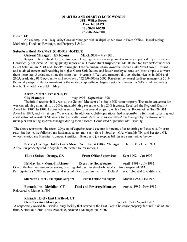 Resume Word MAL | DOC | Hotels and Motels | Travel Type