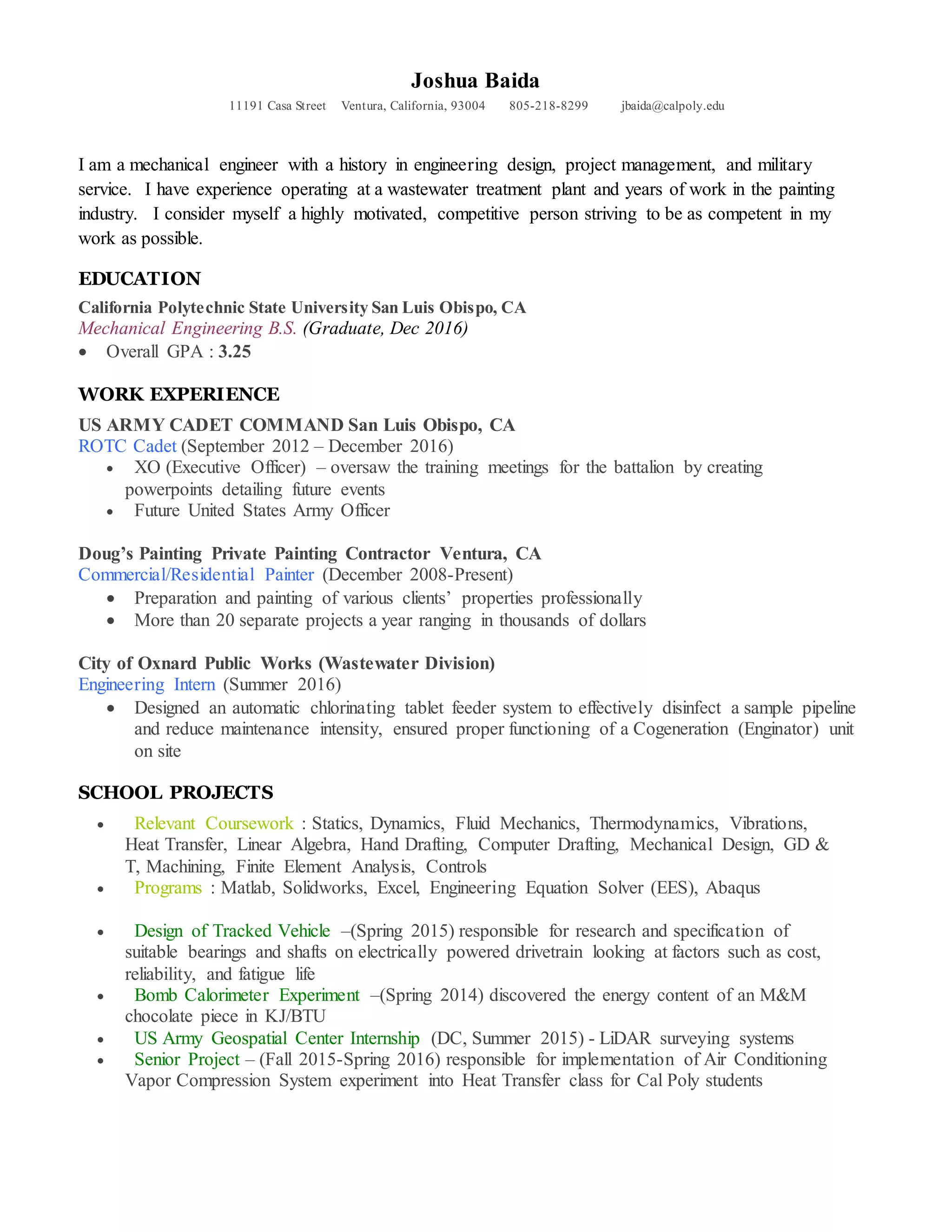 Civilian Resume-Joshua Baida extended | DOCX