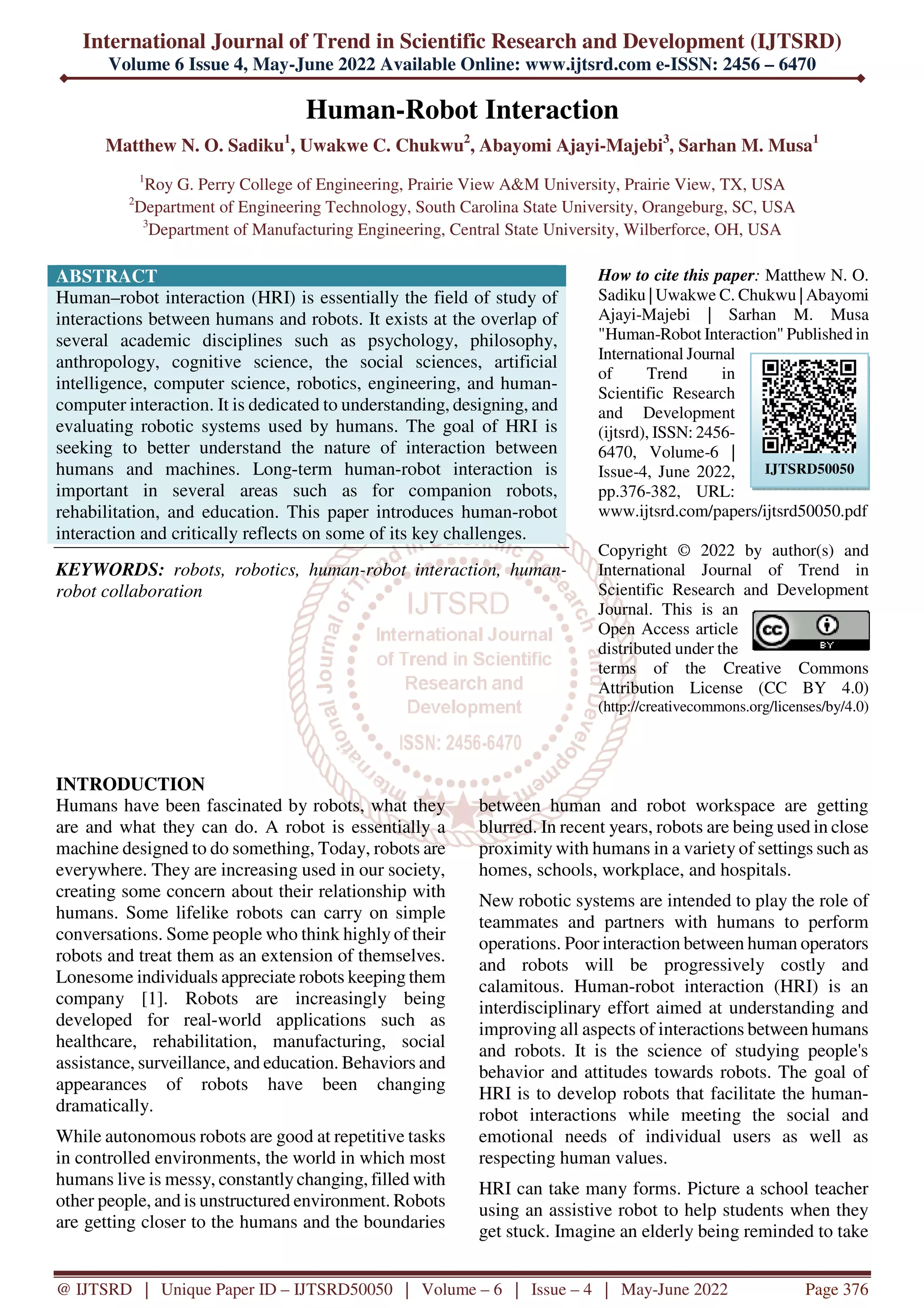 Human Robot Interaction | PDF