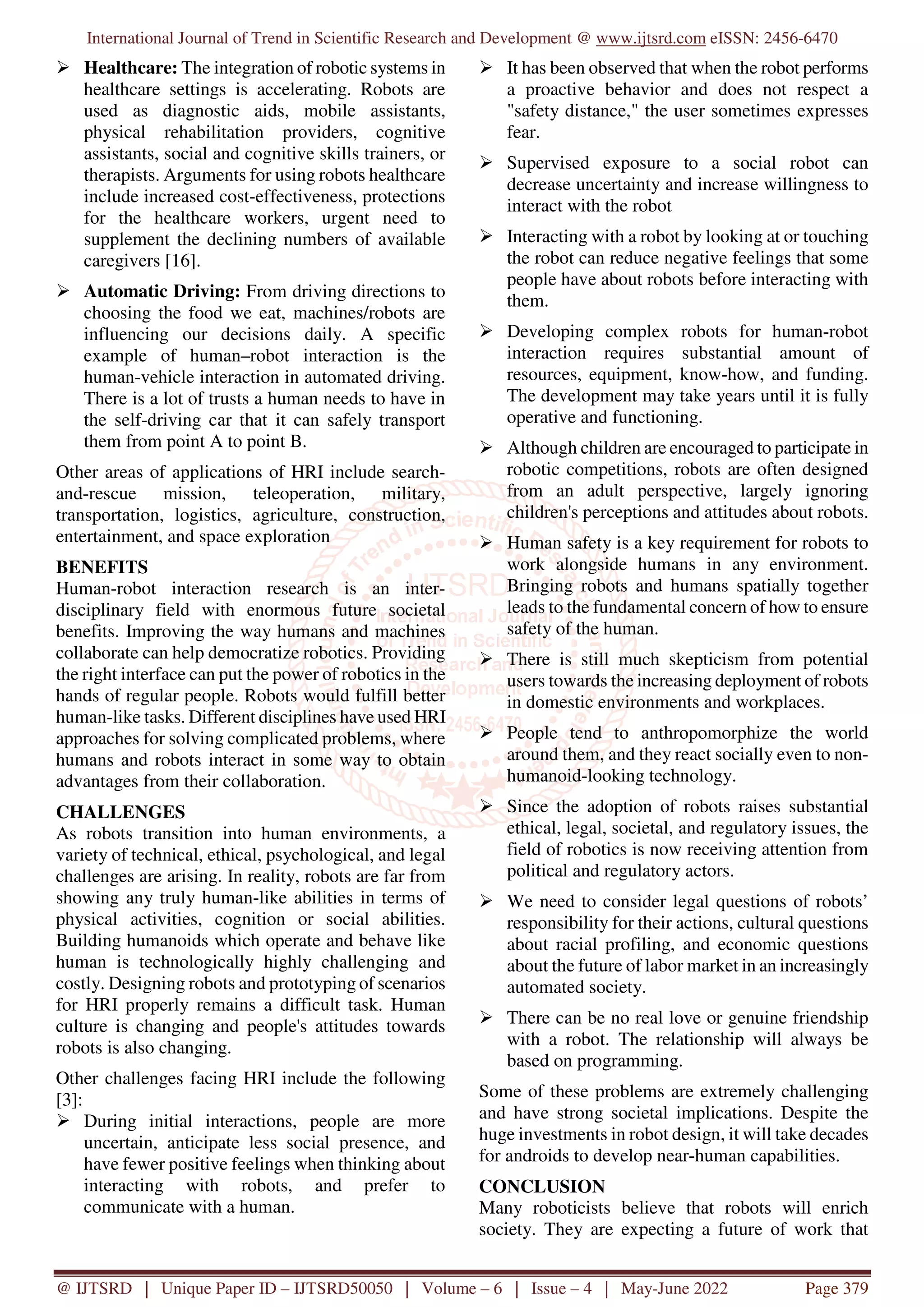 Human Robot Interaction | PDF