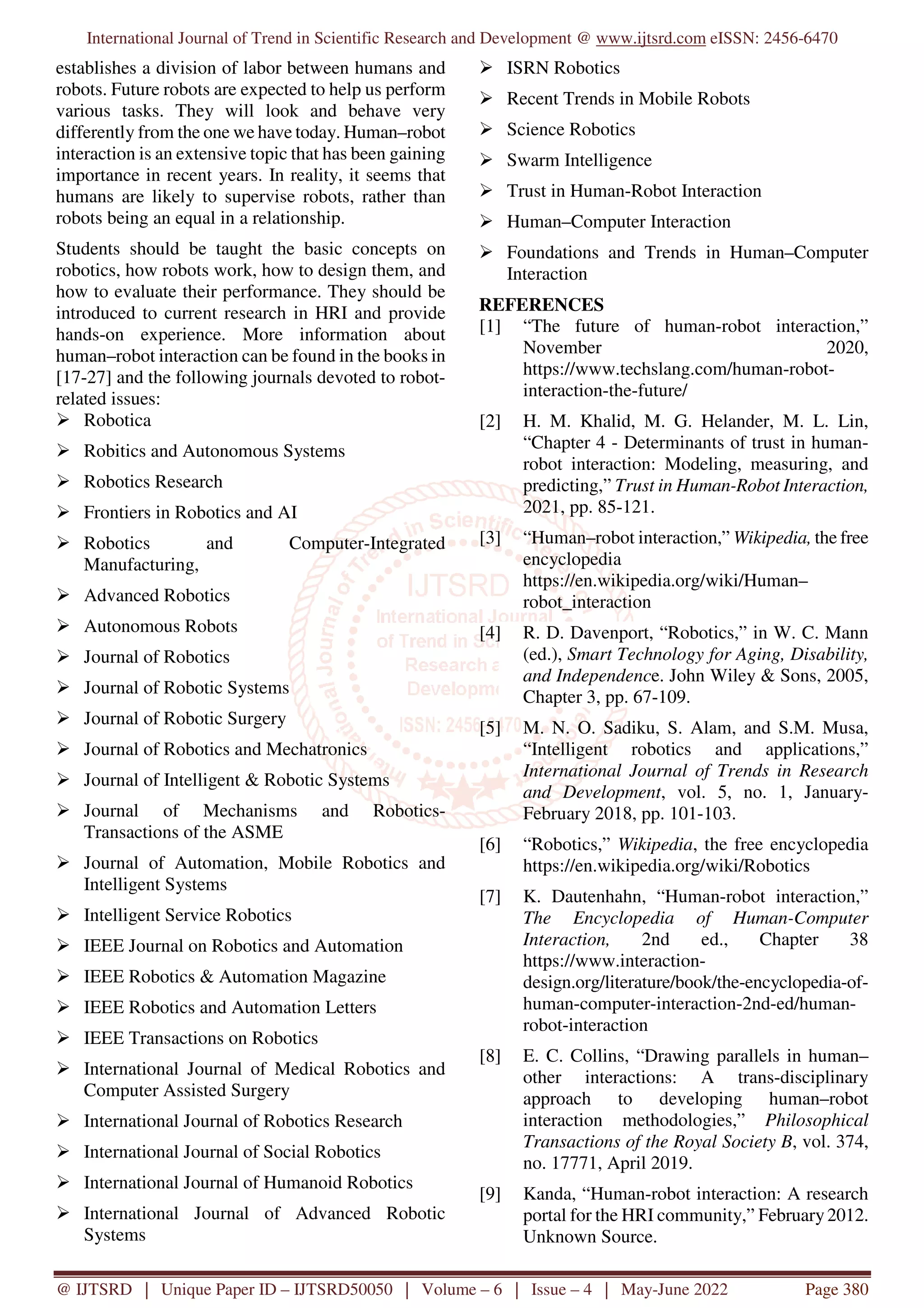 Human Robot Interaction | PDF