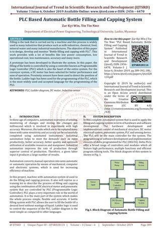 PLC Based Automatic Bottle Filling and Capping System | PDF