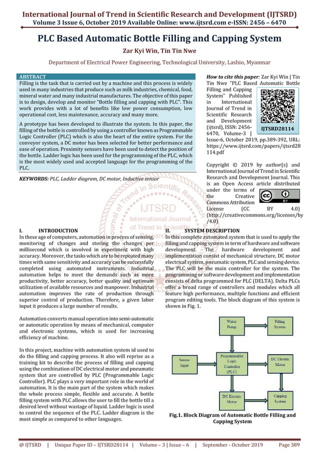 PLC Based Automatic Bottle Filling and Capping System | PDF | Technology & Computing