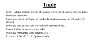 58. Tuples python ppt that will help you understand concept of tuples | PPT | Free Download
