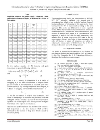 Kinetic Analysis of TL Spectrum of ϒ-IrradiatedSrAl2O4:Eu2+, Dy3+ Nanophosphor | PDF