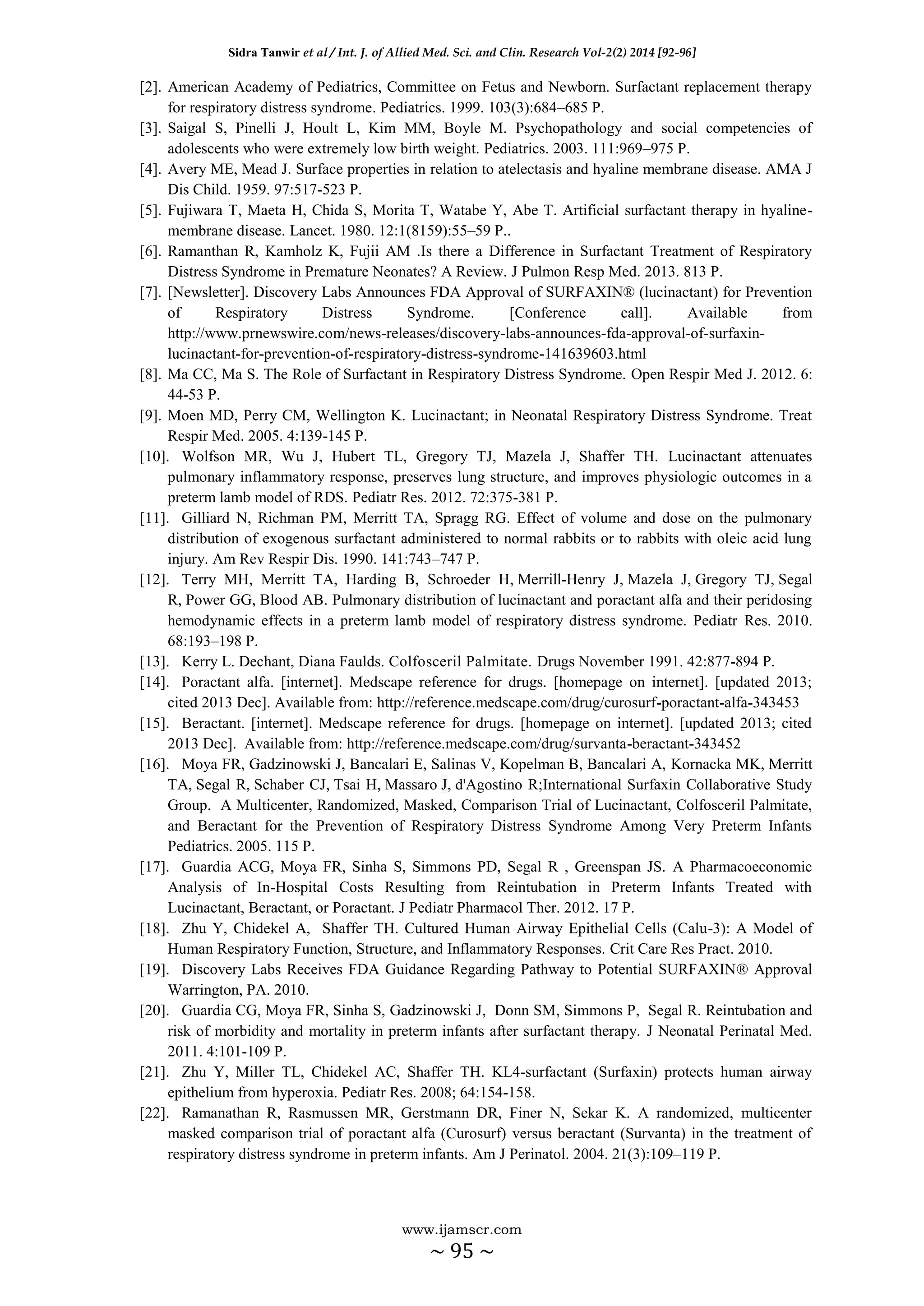 Lucinactant: A new solution in treating neonatal respiratory distress ...