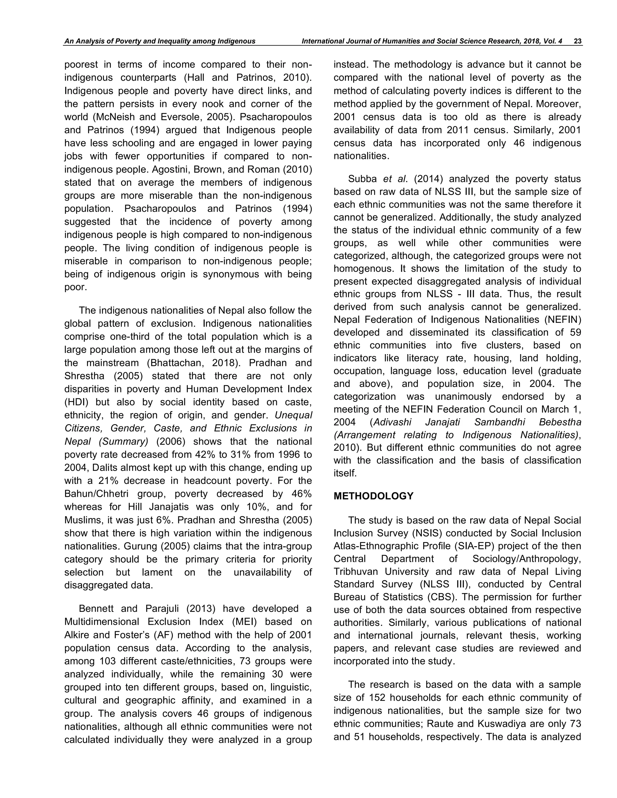 An Analysis of Poverty and Inequality among Indigenous Nationalities of ...