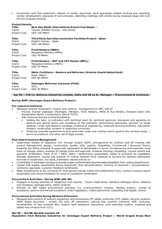 CV_ S Arunkumar -Procurement And Sub Contract | DOCX | Logistics | Business