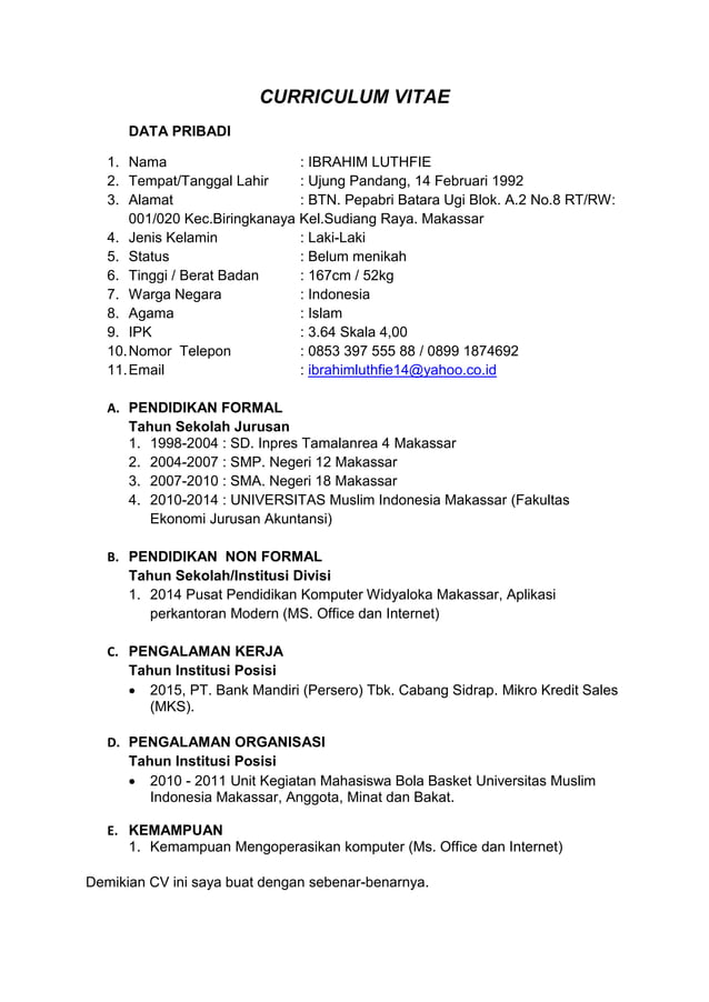 CURRICULUM VITAE IBRAHIM LUTHFIE | PDF