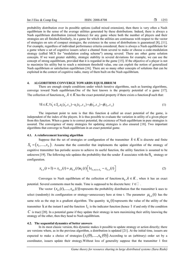 Game theory for resource sharing in large distributed systems | PDF