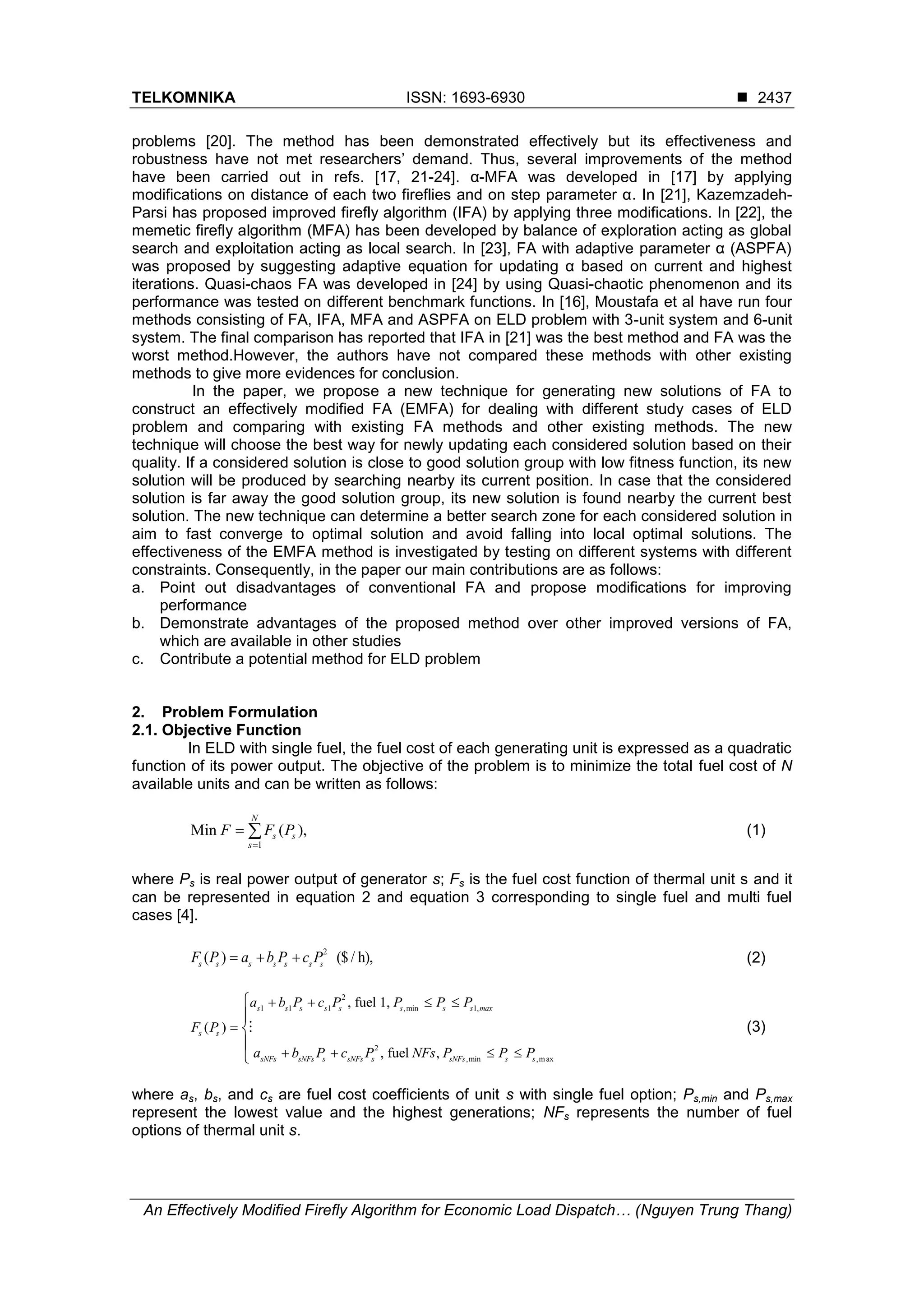 An Effectively Modified Firefly Algorithm For Economic Load Dispatch