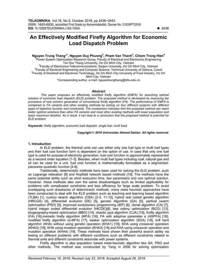 An Effectively Modified Firefly Algorithm For Economic Load Dispatch