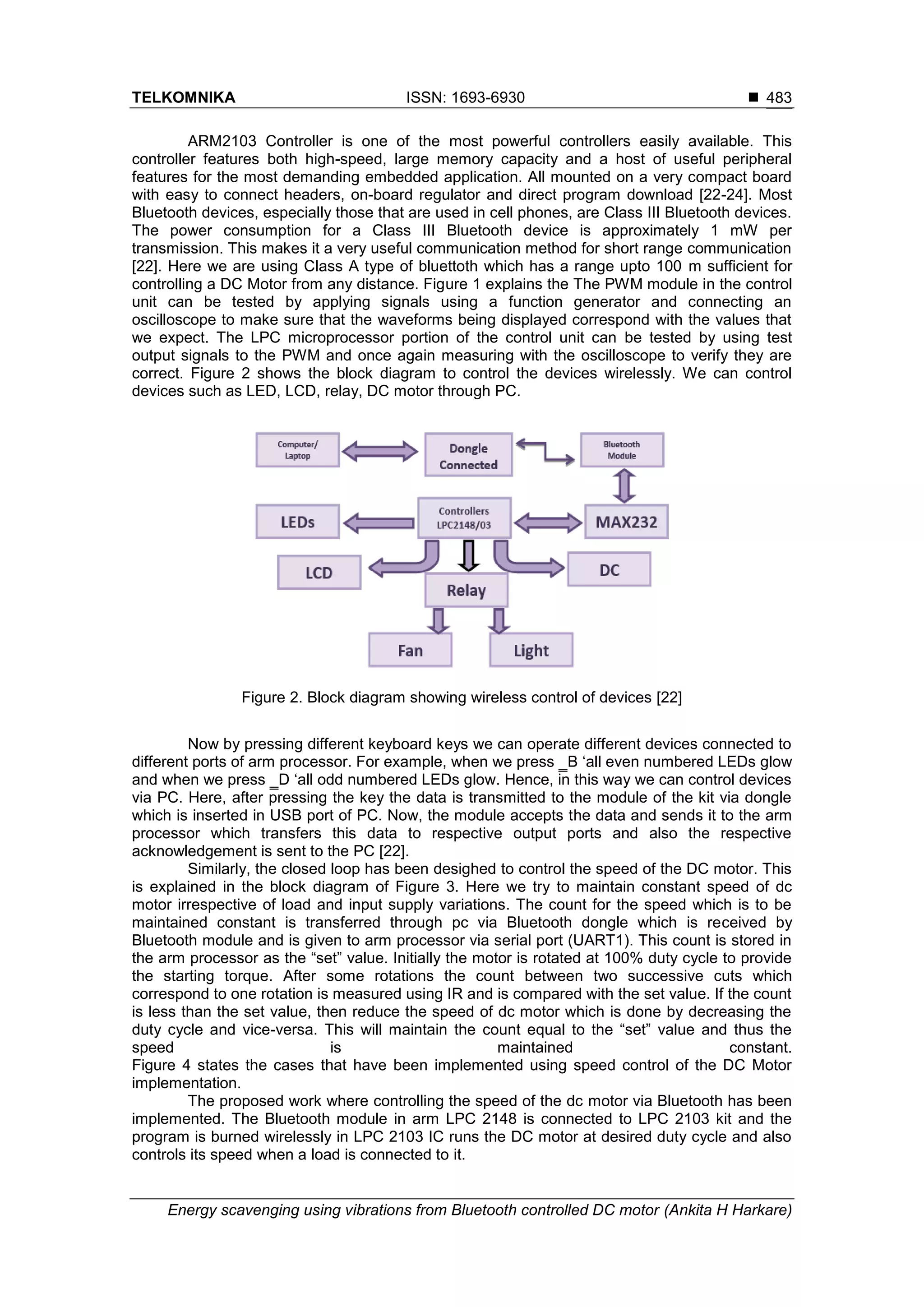 Energy scavenging using vibrations from bluetooth controlled DC motor | PDF