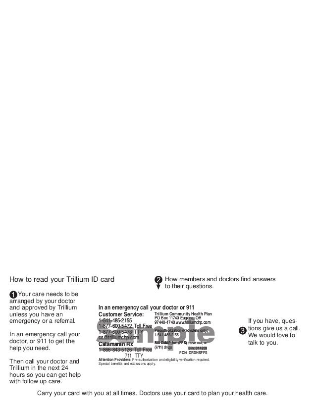 Oregon Health Plan Identification card