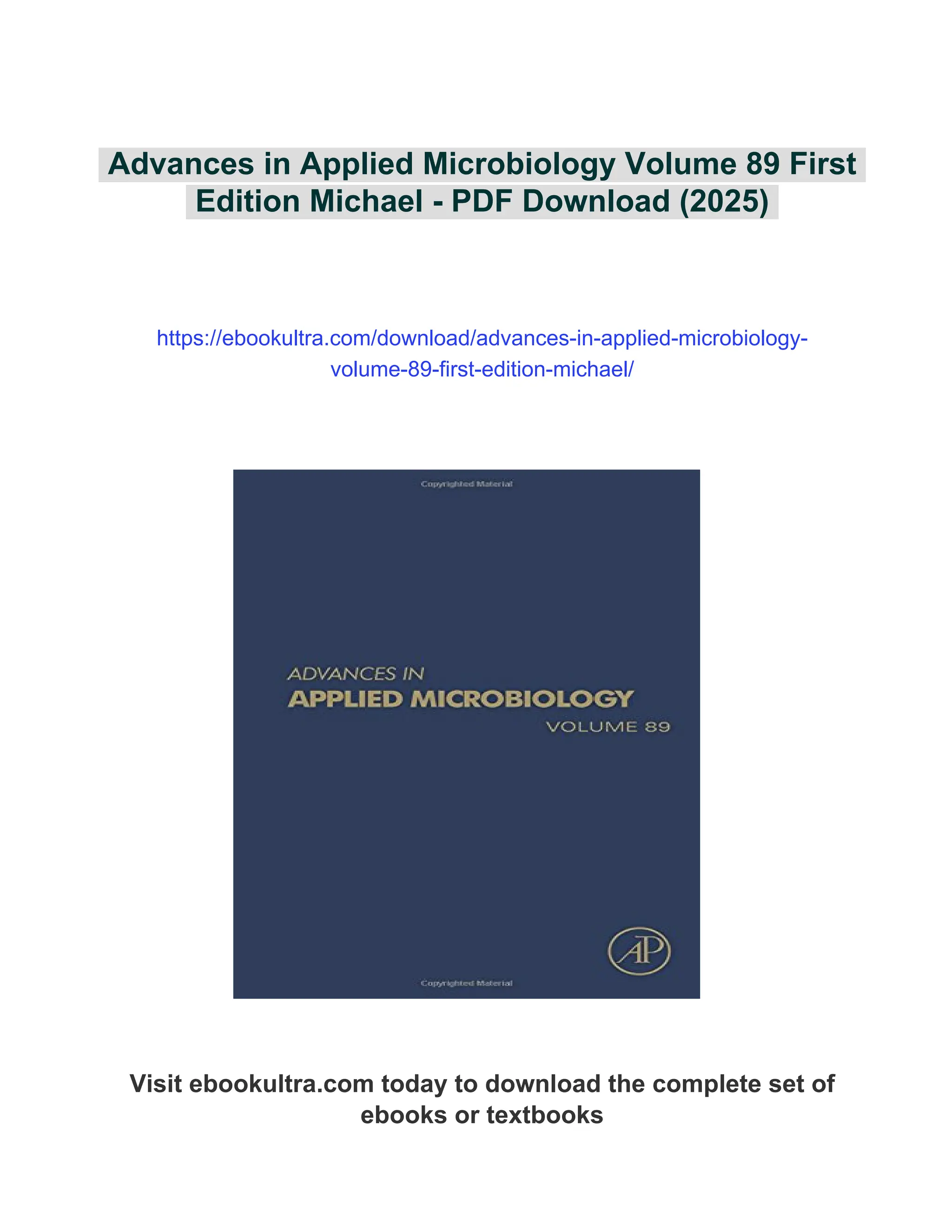 Advances in Applied Microbiology Volume 89 First Edition Michael | PDF