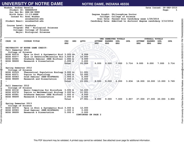 ND Official Transcript | PDF