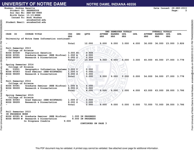 ND Official Transcript | PDF