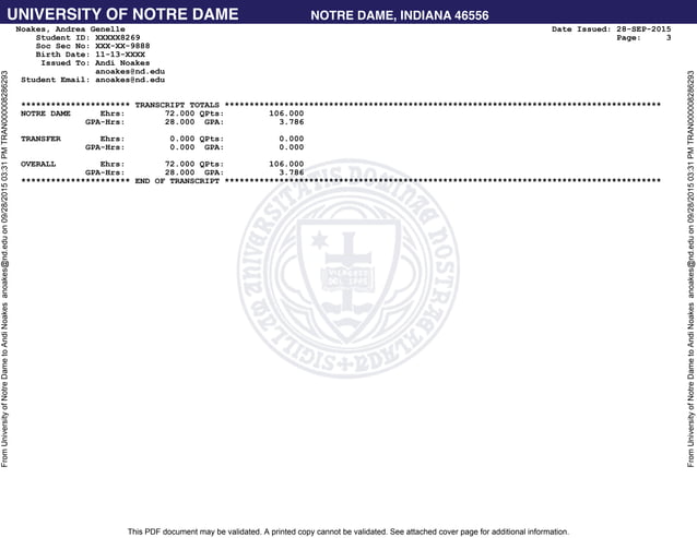ND Official Transcript | PDF