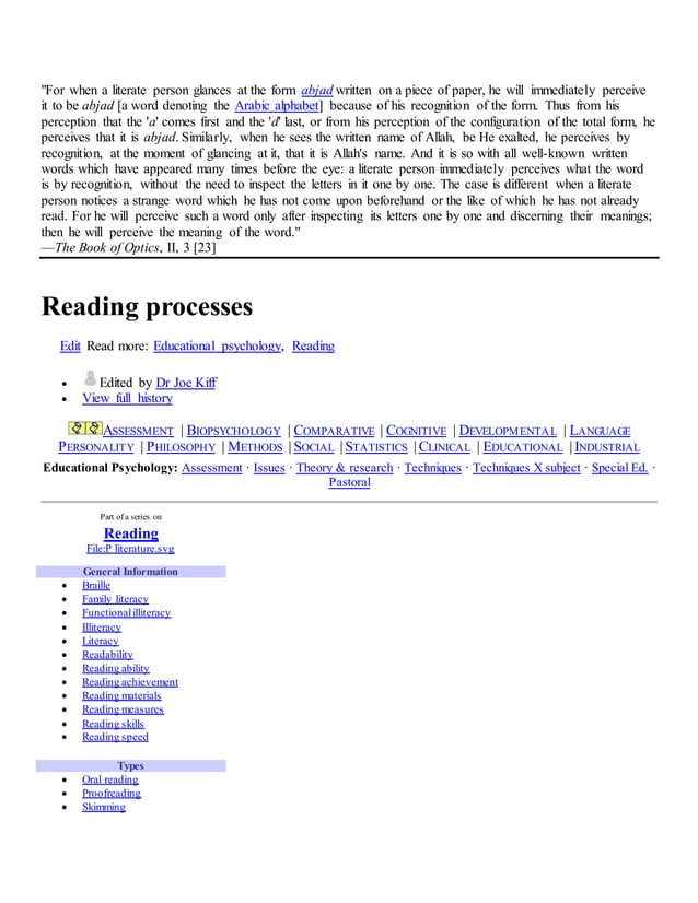 58143805 a-brief-history-of-reading | DOC | Education