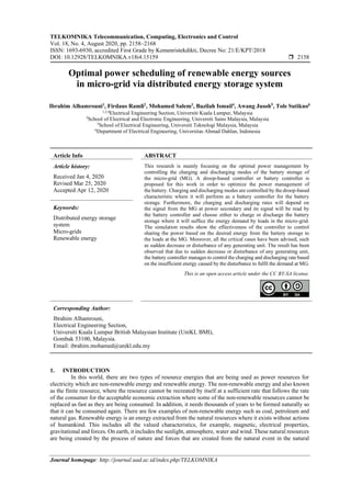 Optimal power scheduling of renewable energy sources in micro-grid via ...