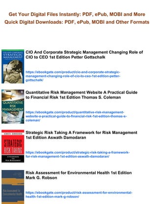 Practical Risk Management for the CIO 1st Edition Mark Scherling | PDF
