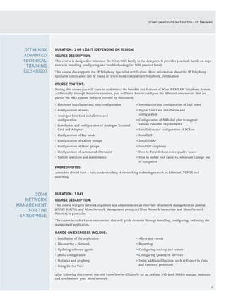 3com® University Instructor-Led Training A GUIDE TO TECHNICAL COURSES ...