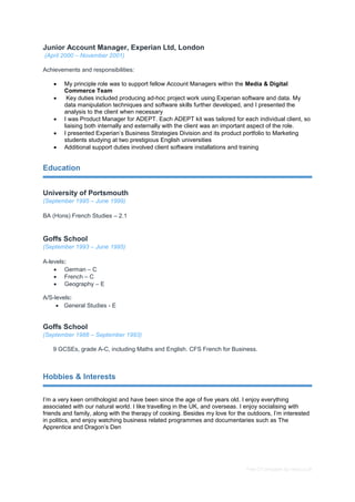 Ross Facer CV | PDF