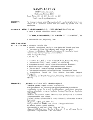 RANDY LAYERS Resume v6 | PDF