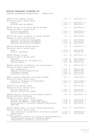 Official National Transcript of Dalarna University MSc degree | PDF