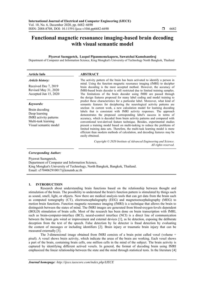 Functional magnetic resonance imaging-based brain decoding with visual semantic model | PDF