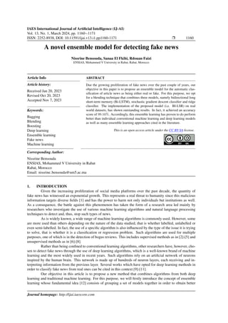 A novel ensemble model for detecting fake news | PDF