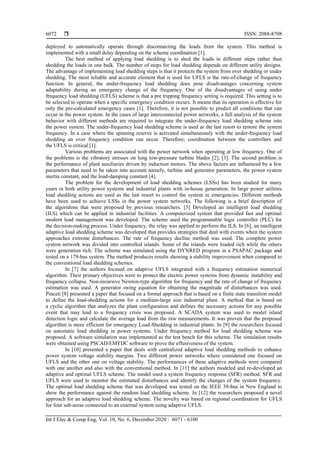 An approach for a multi-stage under-frequency based load shedding scheme for a power system ...