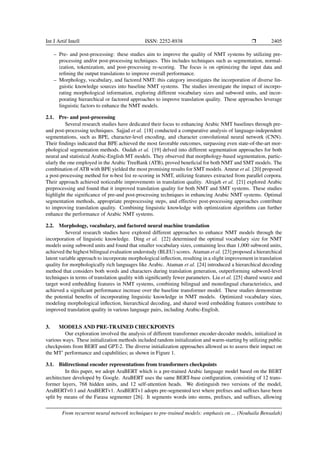 From recurrent neural network techniques to pre-trained models: emphasis on the use in Arabic ...