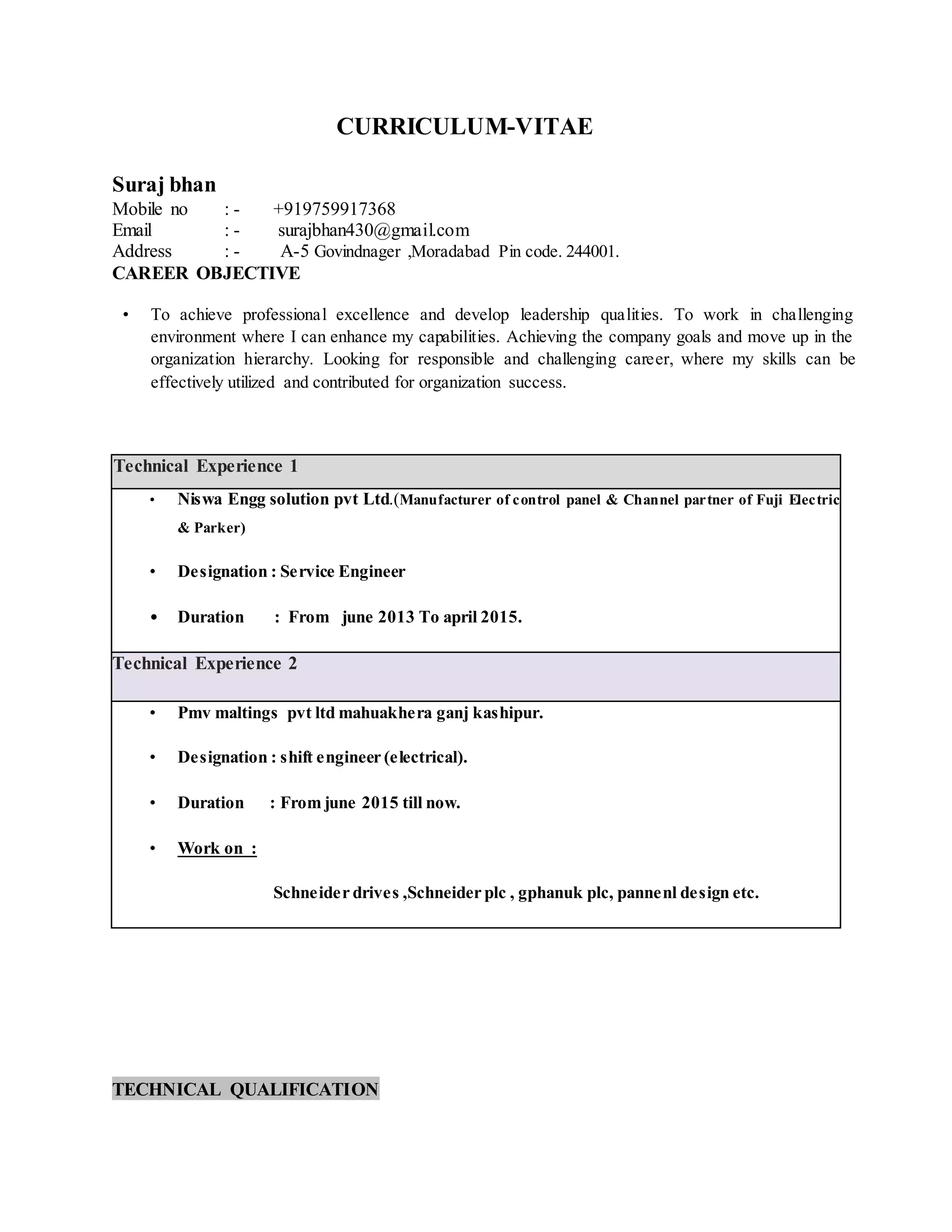 suraj resume malt | DOCX
