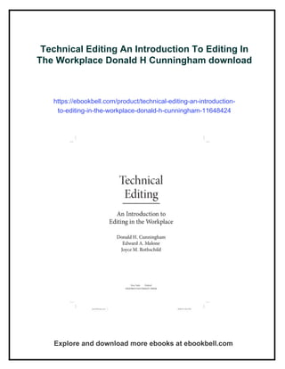 Technical Editing An Introduction To Editing In The Workplace Donald H ...