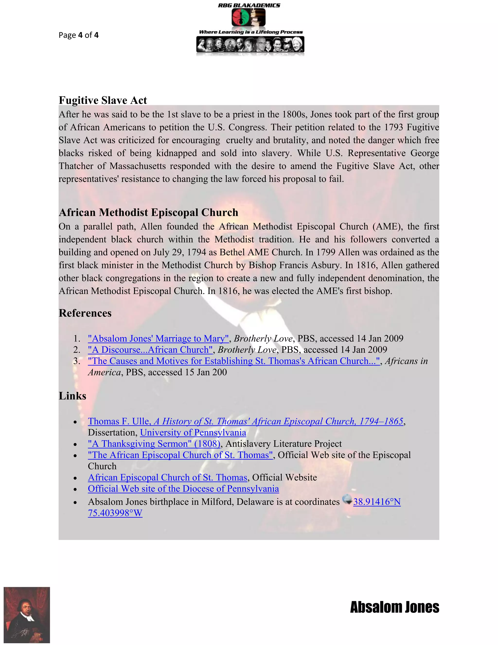 Who Was Absalom Jones ? | PDF