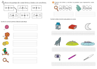 Ejercicios de Caligrafía y Lectura en Letra Cursiva para Niños | PDF