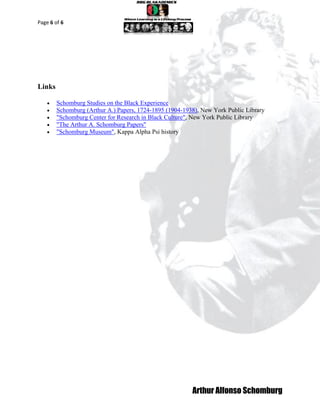 Arthur Alfonso Schomburg-A Self Educated Scholar | PDF