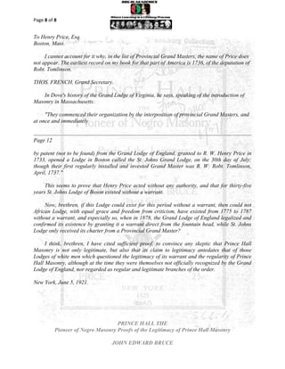 PRINCE HALL THE Pioneer of Negro Masonry ...JOHN EDWARD BRUCE | PDF