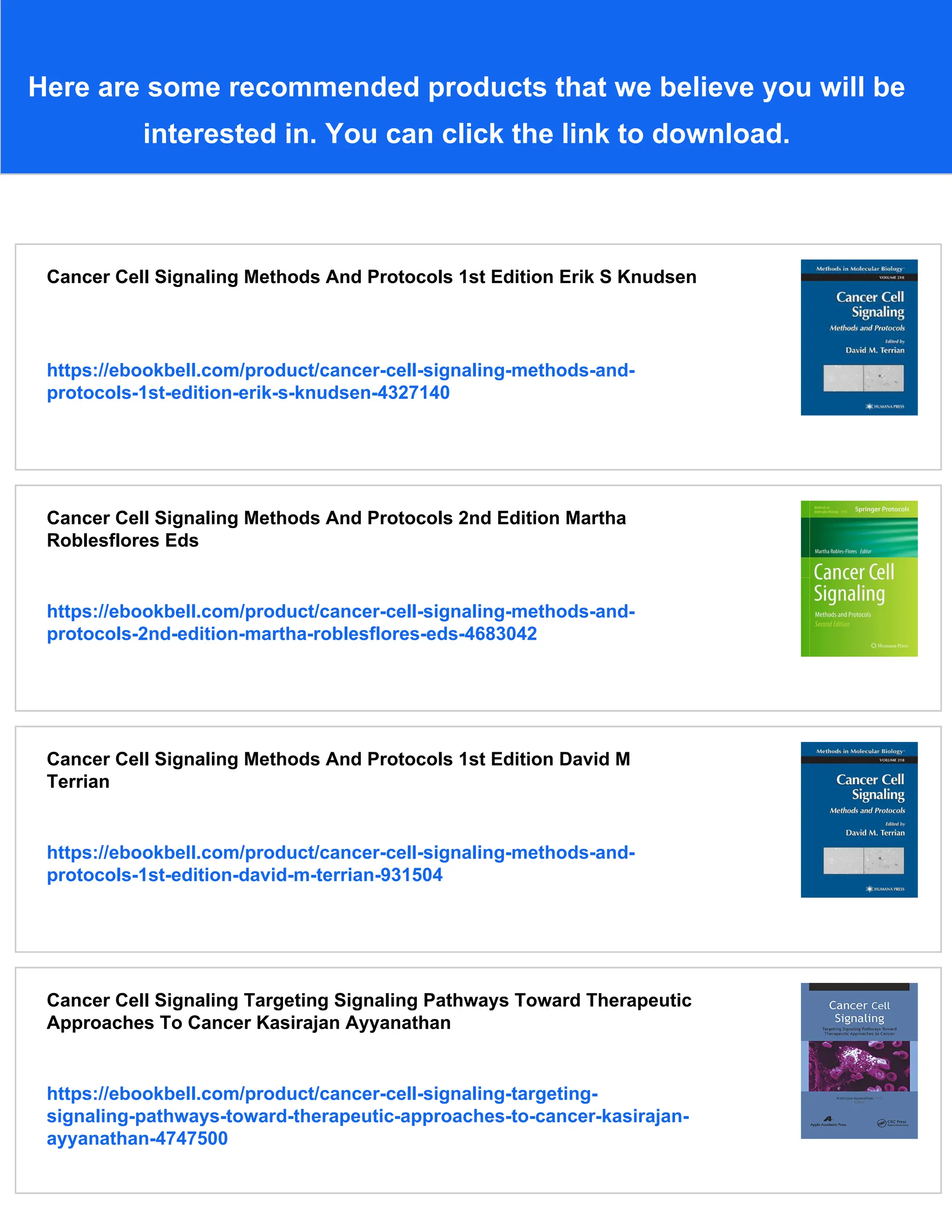 Cancer Cell Signaling Methods And Protocols 3rd Edition Martha ...
