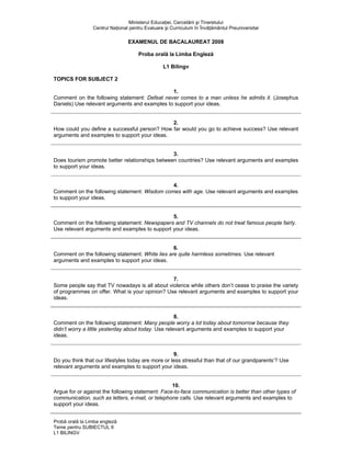 58295526 limba-engleza-proba-orala-subiecte-si-variante | PDF