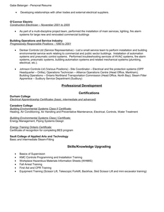 Gabe Belanger Resume 2015 | DOC