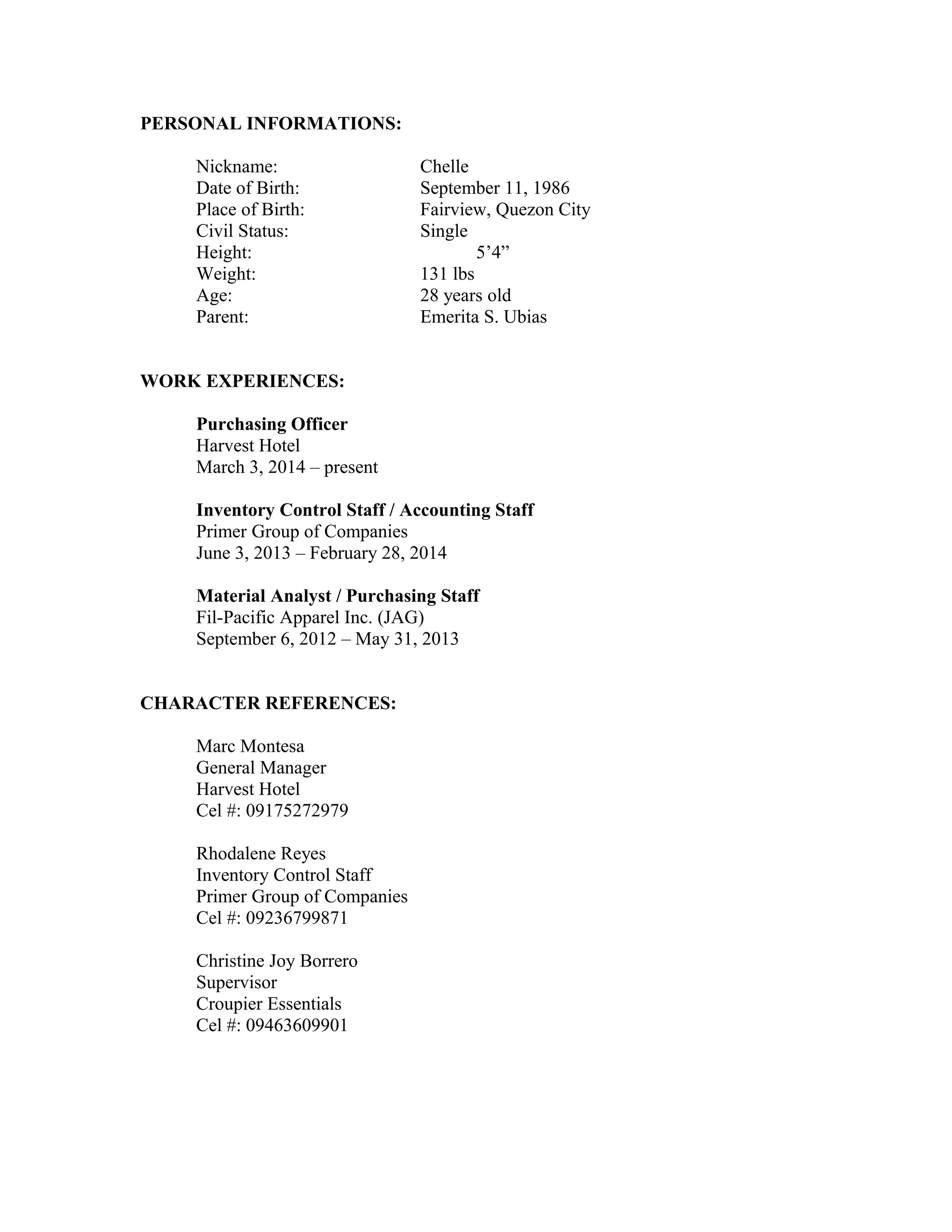 resume_chelle | PDF