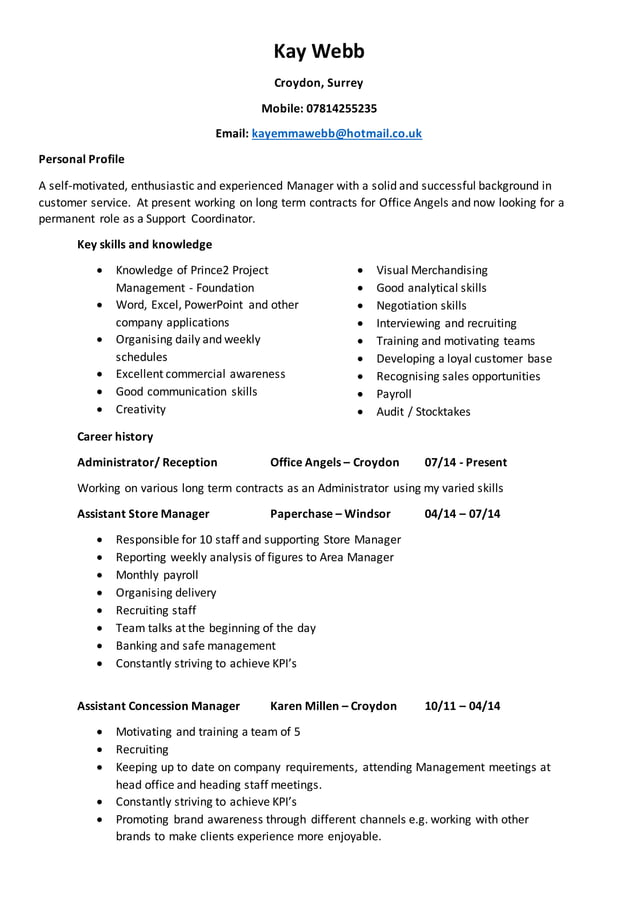 Kay Webb New CV 2015 2 | PDF