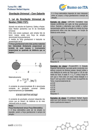 582 gravitacao universal_fisica_hebert_aquino_teoria_exercicios | PDF