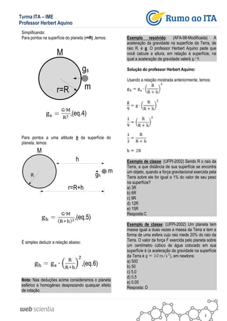 582 gravitacao universal_fisica_hebert_aquino_teoria_exercicios | PDF