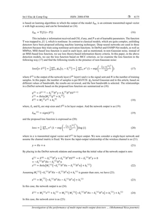 Investigation of the performance of multi-input multi-output detectors based on deep learning in ...