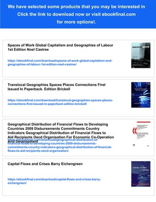 Economic Geographies Circuits Flows and Spaces 1st Edition Professor ...