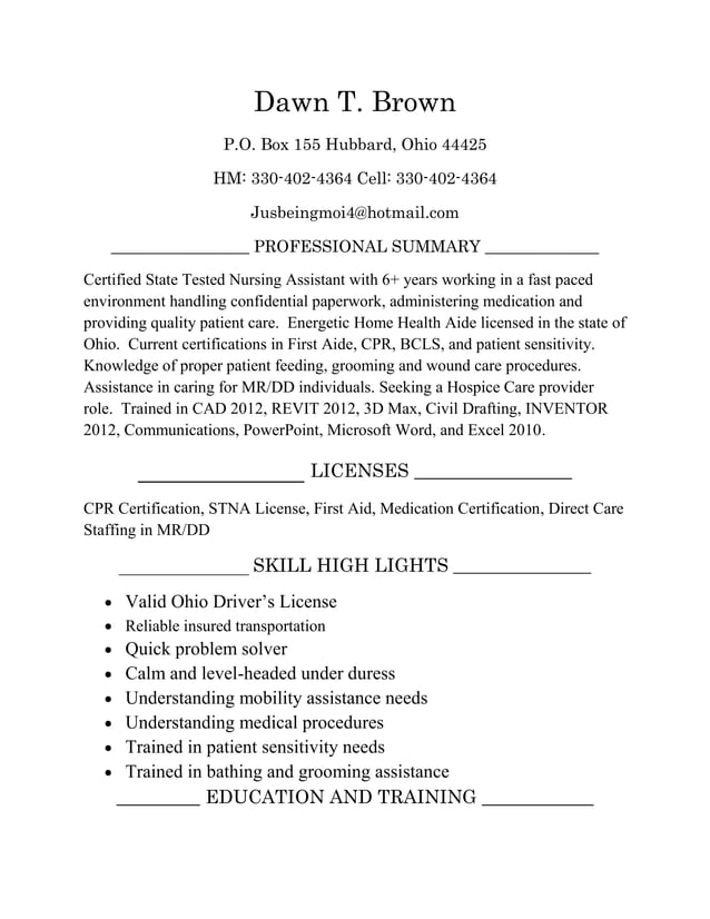 Dawn T Resume | DOCX