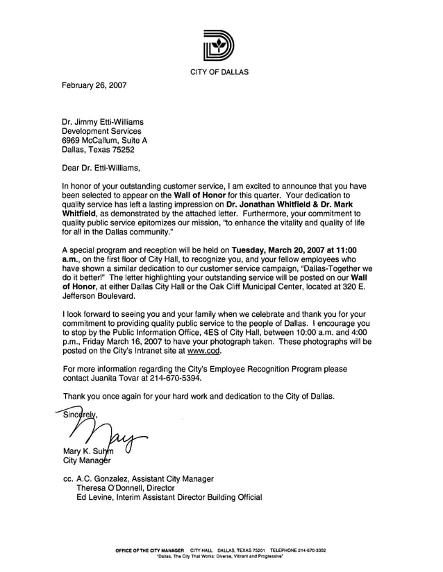 Letter of Comendation from Citizen | PDF